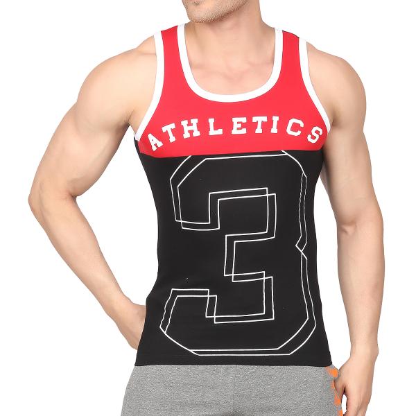 Chromozome Men Black Cotton Single Vest - JioMart