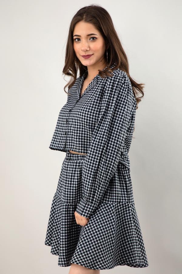 Pretty Loving Thing Women Checkered Two Piece Dress Black - JioMart