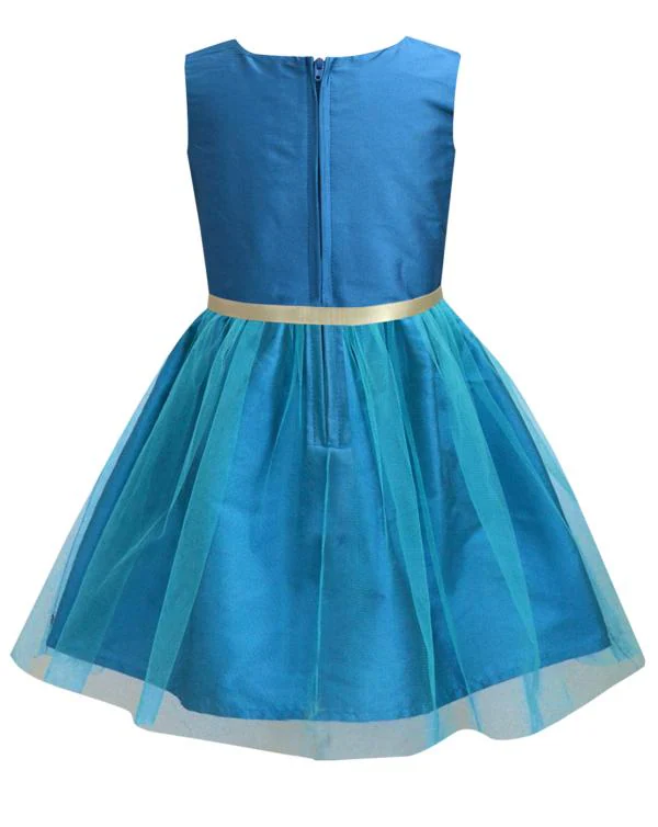 A.T.U.N. Girls Turquoise-Navy Embroidered Party dress - JioMart