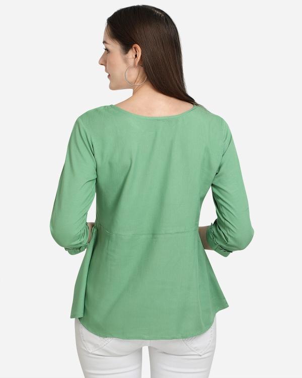 14 Fab Women Rayon Fabric Printed Mint Green Color top For women - JioMart