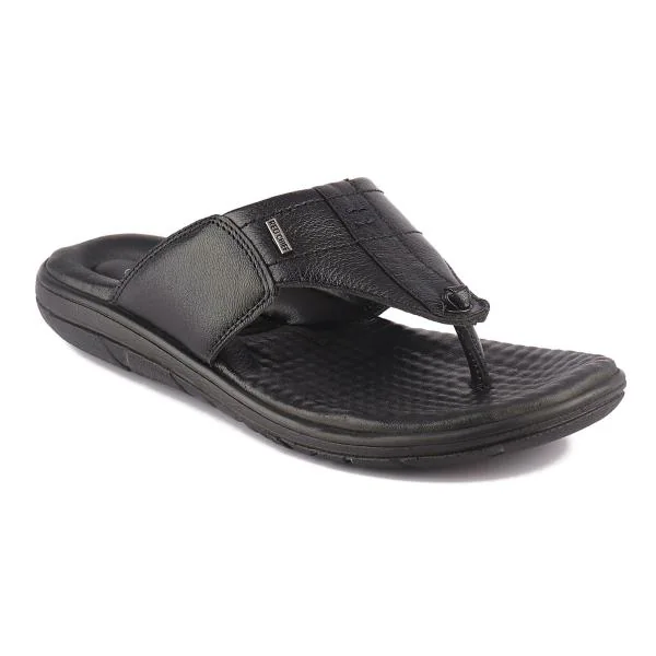 Red Chief Men's Black Leather Slippers - JioMart