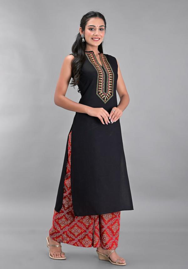 Maquien Women Black Embroidered Rayon Kurta Suit Set - JioMart