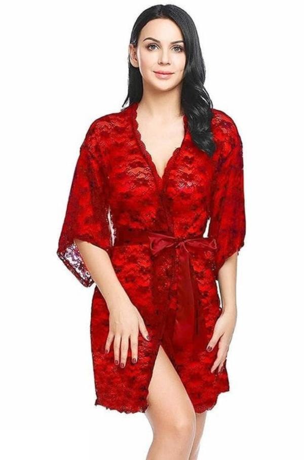 Lc red robe Lc black bikini 02 Wte Women Robe And Lingerie Set Red ...