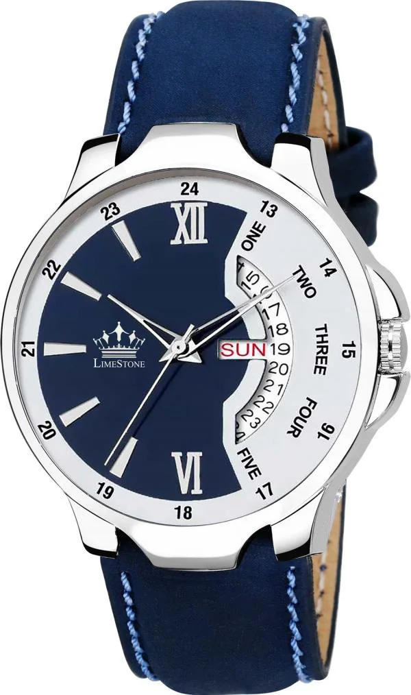 LIMESTONE Analog White, Blue Dial Blue Strap Watch For Men (LS2821 ...