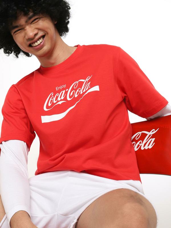 Coca Cola Wave Doctor Sleeve Round Neck Full-length Sleeve Oversized T ...