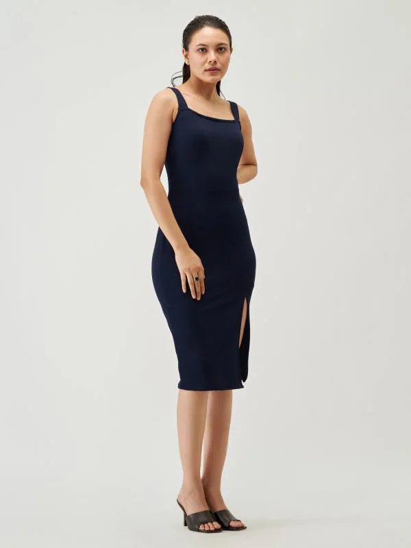 AASK Valntino Lycra Plain & Solid Navy Blue Color Dress for women - JioMart