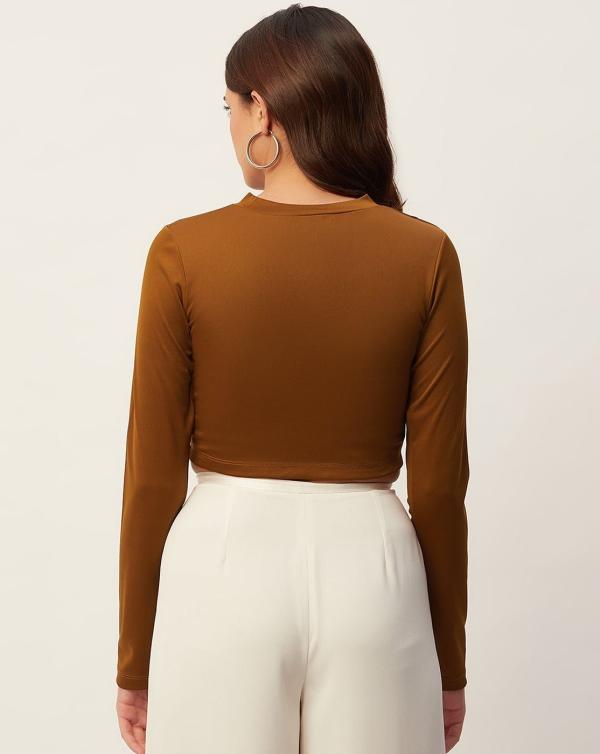 Brown Front Open Crop Top - JioMart