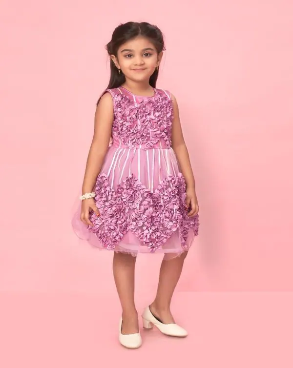 Aarika Girls Purple Color Net Self-Design Frocks - JioMart