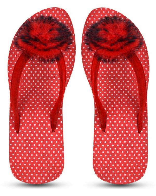 Drip Cross Red Women Flip Flops - UK 6 - JioMart