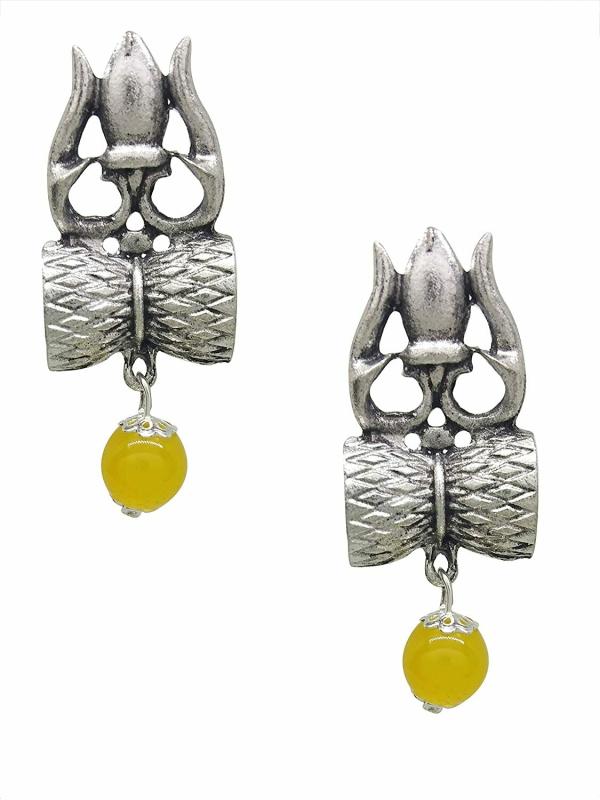 Total FashionOxidised Silver Yellow Bead Trishul Damru Earrings for ...