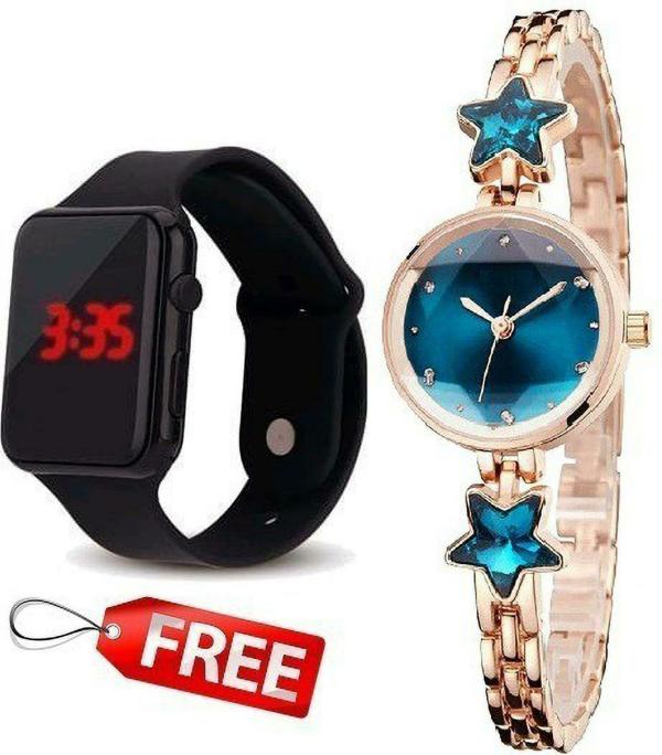 Watchstar Ana-Digi Multi-color Dial Gold Strap Watch For Women - JioMart