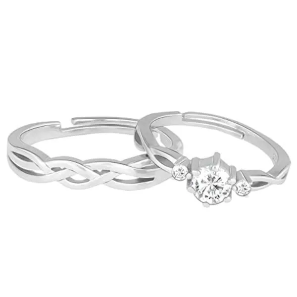 Giva Sterling Silver Adjustable Elegant Love Couples Rings - JioMart