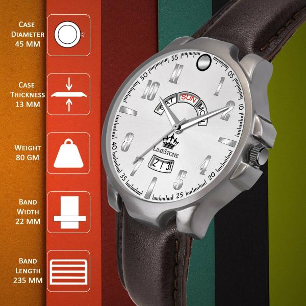 LIMESTONE Analog Silver Dial Brown Strap Watch For Men (LS2959) - JioMart