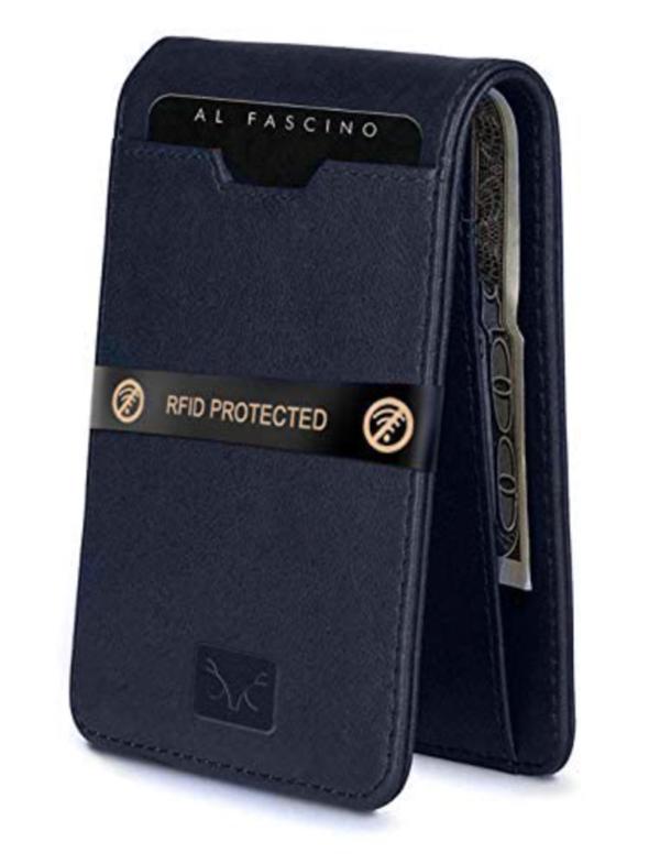Al Fascino Navy Blue Leather Wallet with RFID Protected For Mens - JioMart