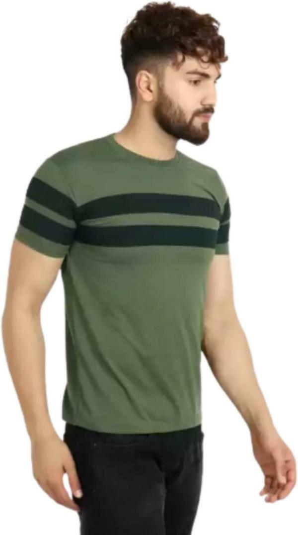 High five Mens Olive Green and Maroon Striped Pure Cotton (Pack of 2) Round Neck T-Shirt - JioMart
