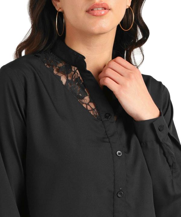 Serein Women Black Solid Lace Single Tops - JioMart