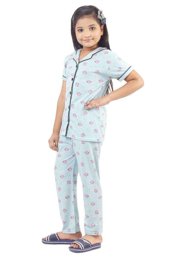 Burbn Girls Printed Cotton Nightsuit set - JioMart