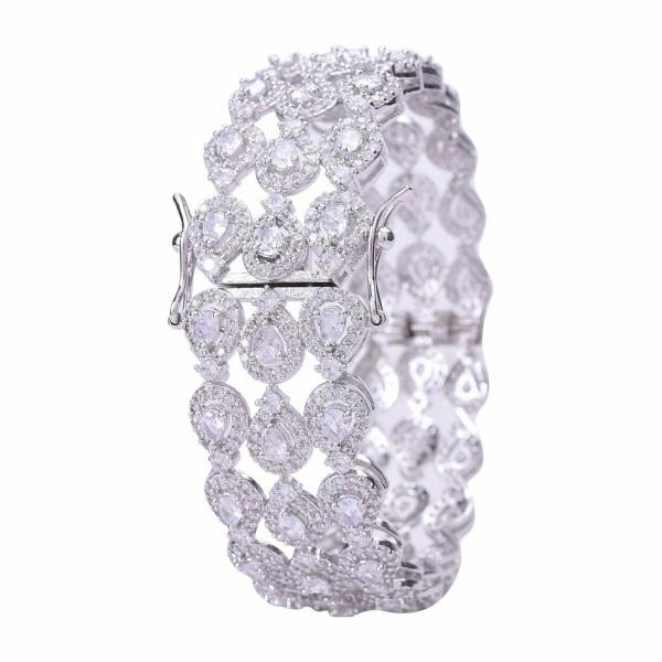 Ratnavali jewels Silver Plated Single Piece American Diamond White ...