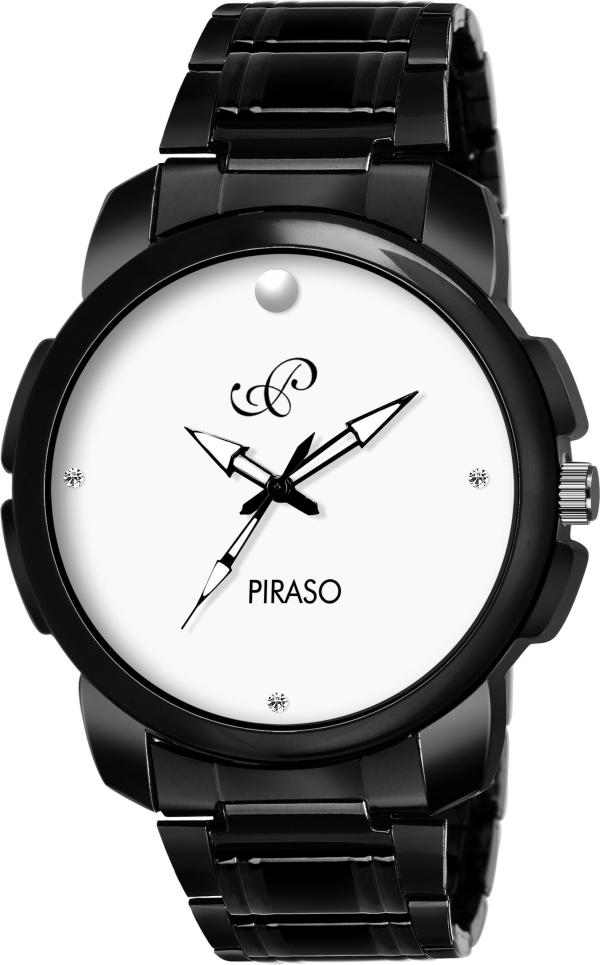 PIRASO Analog White Dial Black Strap Watch for Men and Boys - JioMart