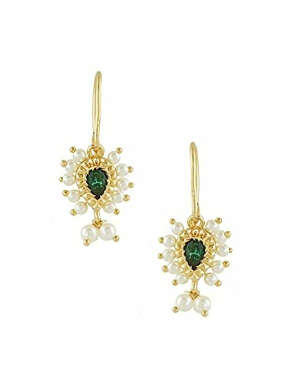 Anuradha Art Jewellery Gold Plated Bugadi Earrings Green (Girls) - JioMart
