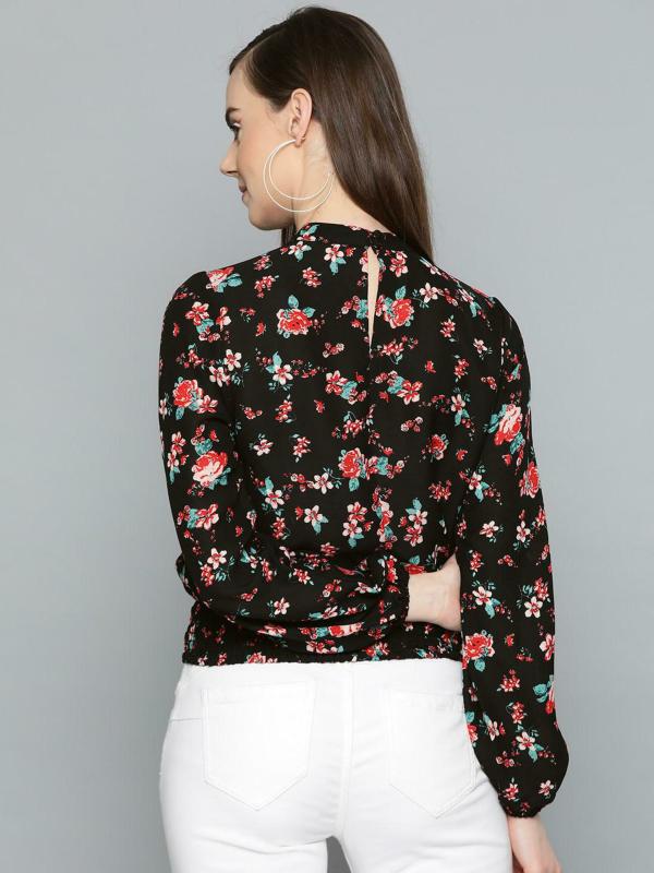 Harpa Women Black Floral Top - JioMart