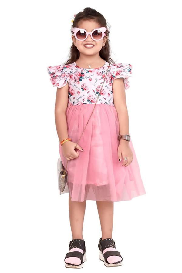 CROWN HUNTER Girls Multicolor Floral Belted Dress - JioMart