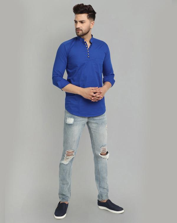 Majestic Man Men Royal Blue Pure Cotton Pack of 1 Kurta - JioMart