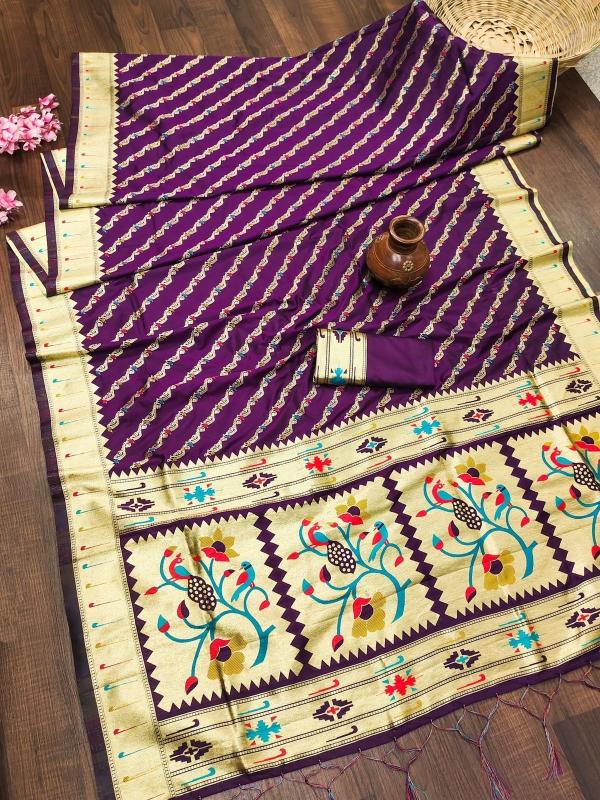 Pethani Silk weawing Purple Color Saree for women - JioMart