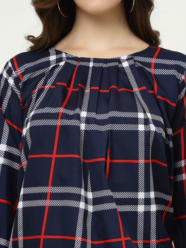 MISS AYSE Trendy Fancy Navy Blue Color Crepe Round Neck Top - JioMart