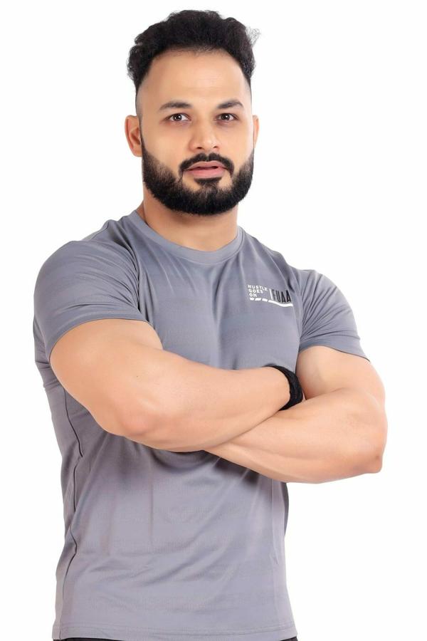 Fuaark Emblem Sports and Gym Half Sleeve Tshirt Grey - JioMart