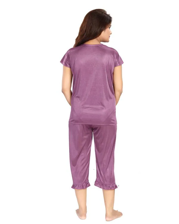 Noty Girl's/Women's-Night Suit/Top & Capri Set/Loungewear - Satin ...