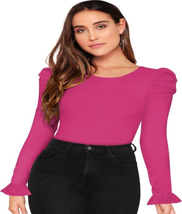 PLERIZA Casual Solid Women Pink Top - JioMart