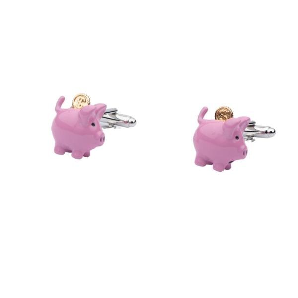 The Tie Hub Brass Pink Pink Pig Bank Cufflink (Men) - JioMart