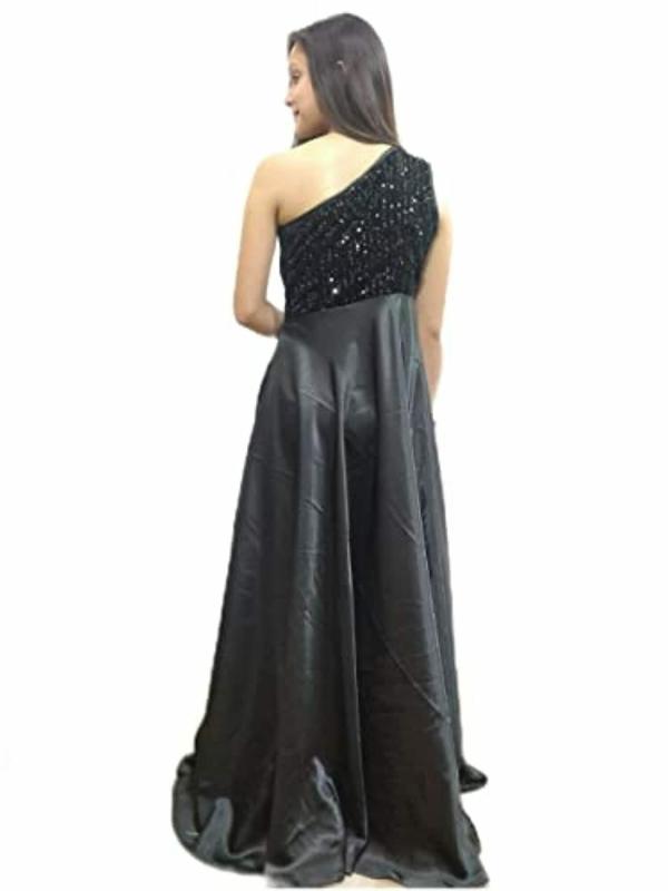 TILISM Women Black Long Dresses One Shoulder Gown - L - JioMart