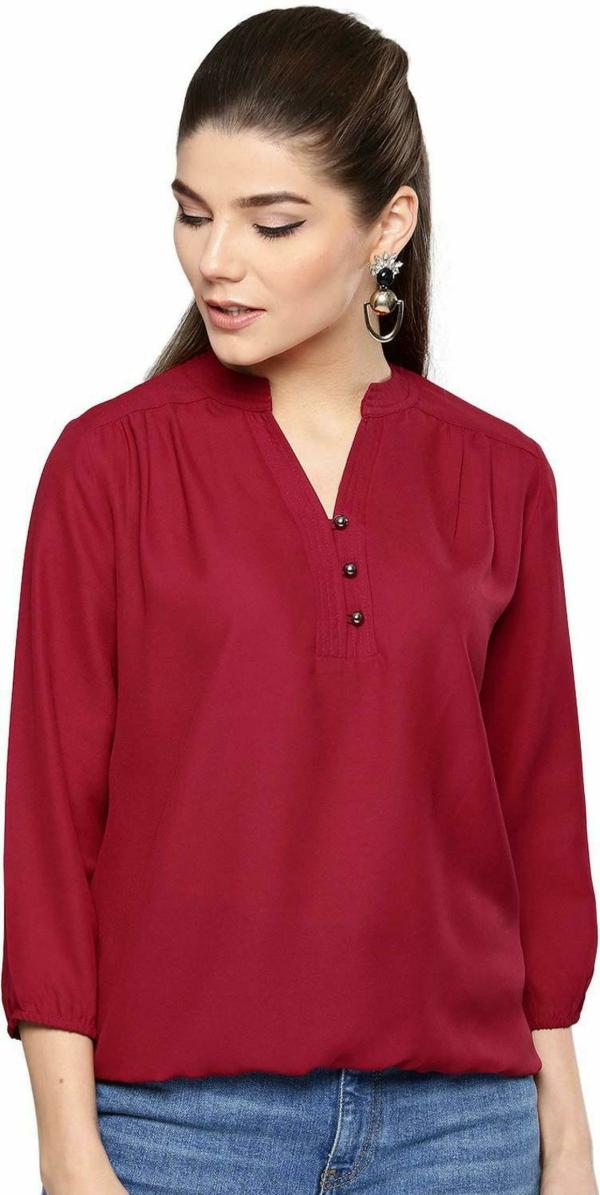 Fab Star Women Maroon Solid Rayon Tops - JioMart