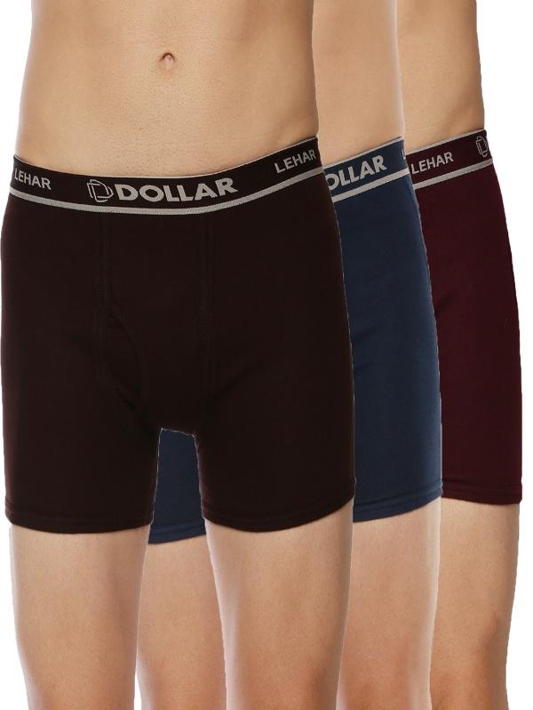 DOLLAR Lehar Men's Assorted Solid 100% Cotton Pack of 3 Trunks - JioMart
