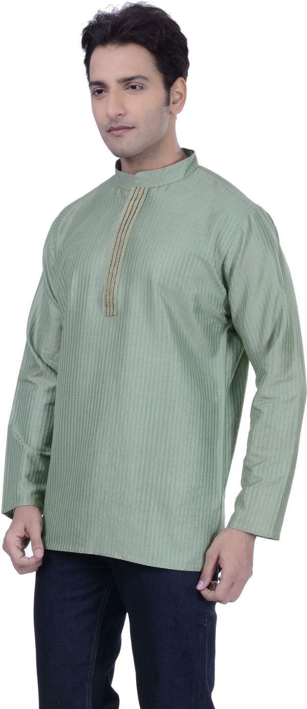 Rene Men Green Cotton Blend Self Design Kurtas - JioMart