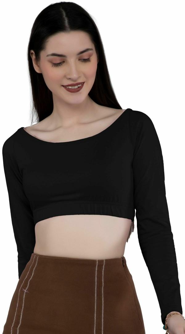 AD2CART A4170 Women Wide Boat Drop Sholder Neck Full Sleeve Crop Top ...