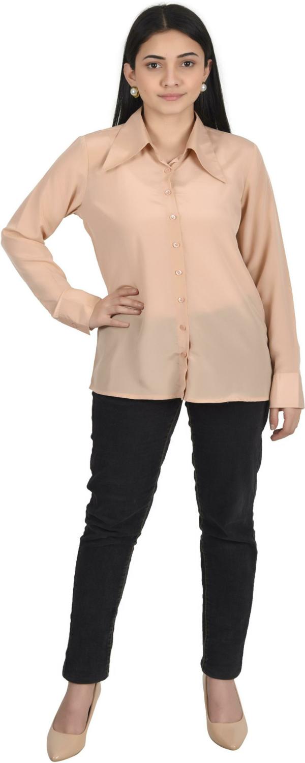 SALETI Women Orange Solid Polyester Shirt (L) l womens shirt l shirts ...