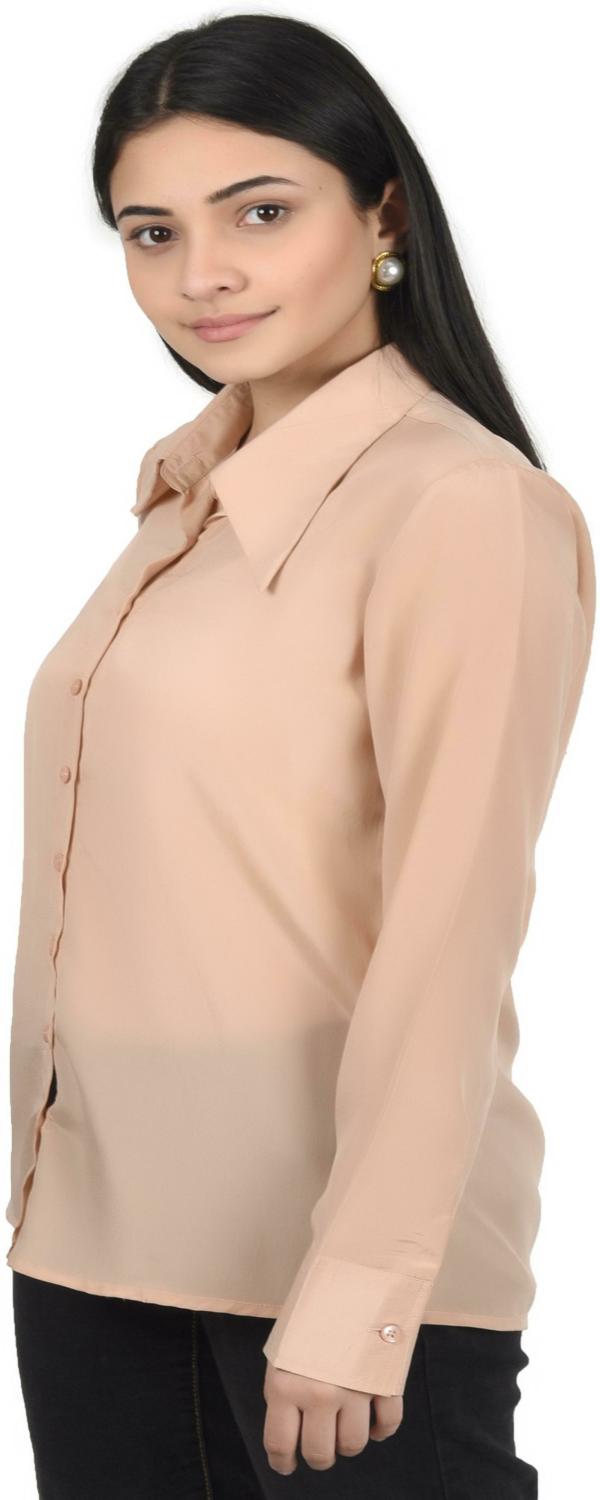 SALETI Women Orange Solid Polyester Shirt (L) l womens shirt l shirts ...
