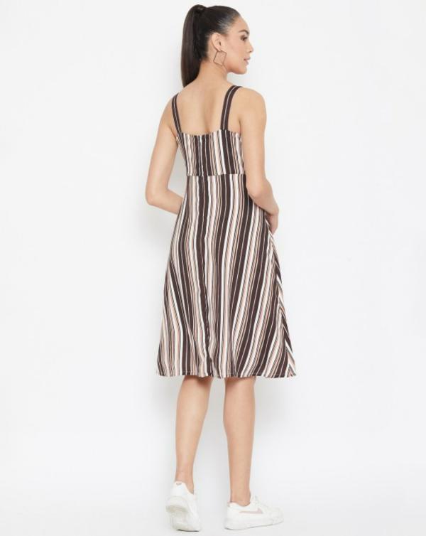 PURYS Women White Striped Polyester Dress - JioMart