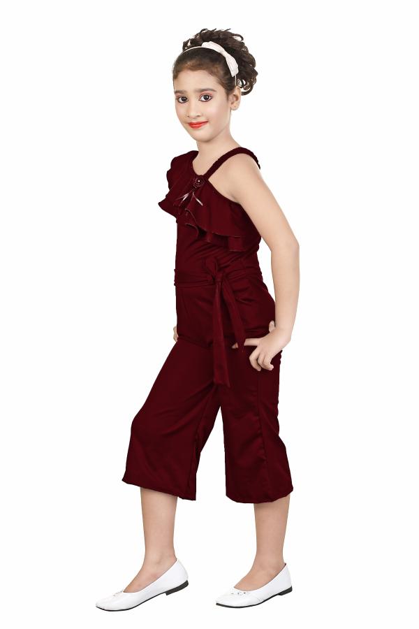Burbn Solid Jumpsuit for girls8-9 YMaroon - JioMart