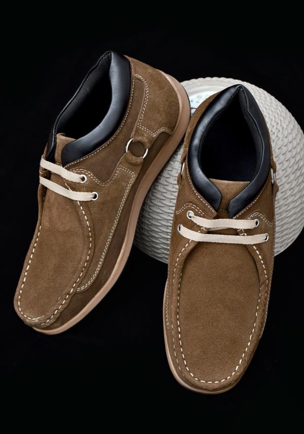 RECAN Men's Tan Suede-Leather Lace-Up Stylish Formal Shoes - JioMart
