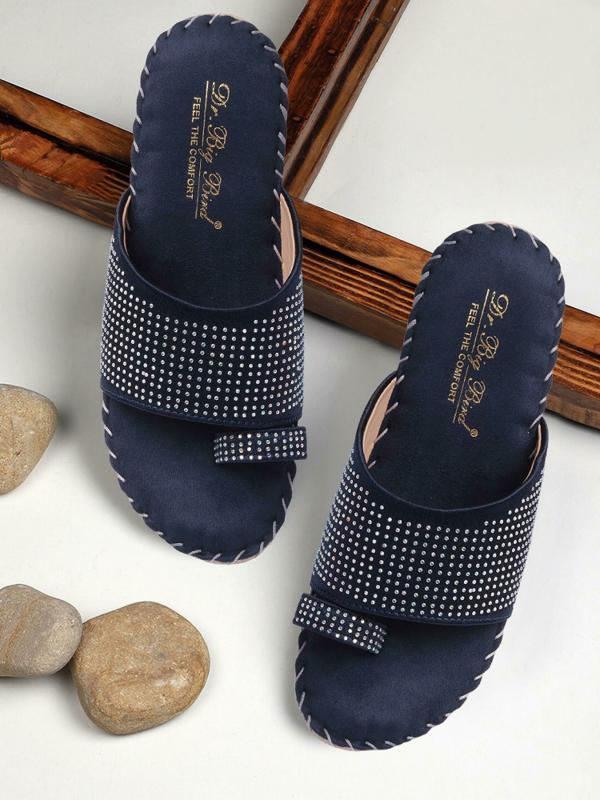 BIG BIRD Blue Shimmer Satin Doctor Slipper for Women - JioMart