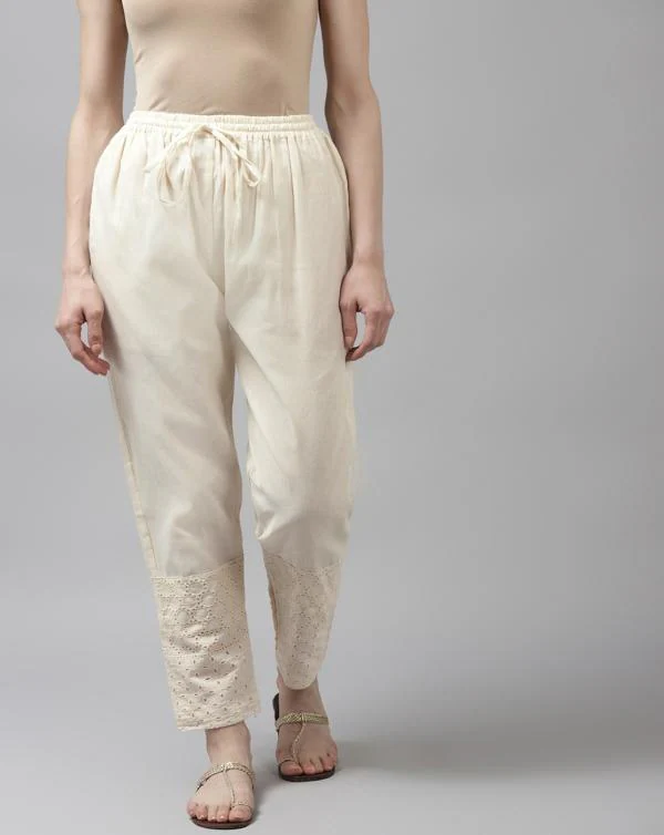 Aarika Womens Cream Color Cotton Pant - JioMart