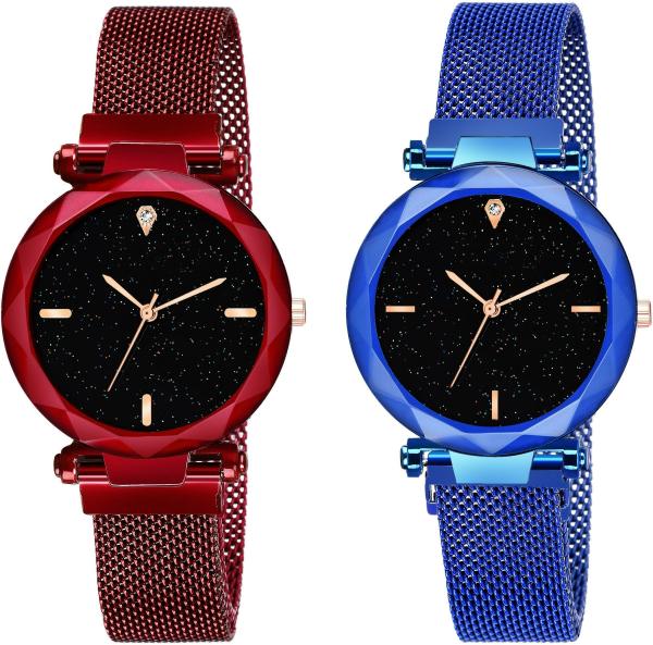 TRUE COLORS Analog Black Dial Red and Blue Strap Wrist Watch for Girls ...