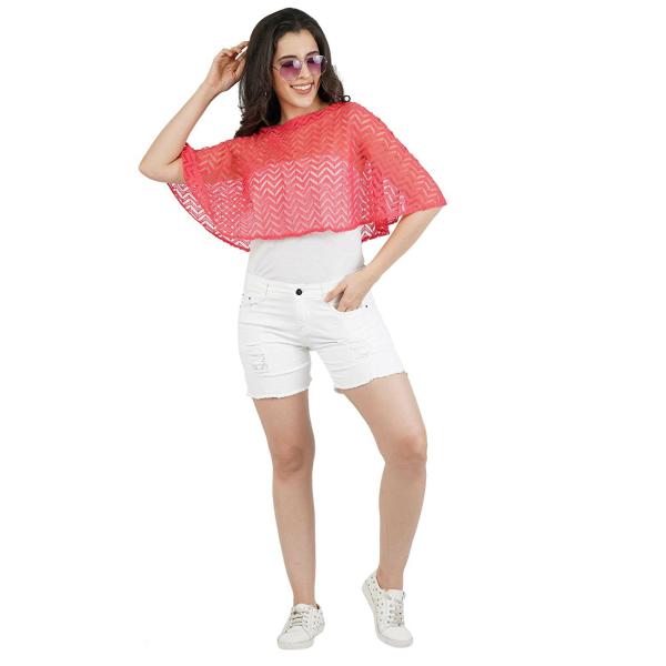 PepTrends Women Pink Cropped net Cape - M - JioMart