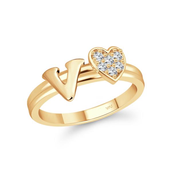 Vighnaharta cz alloy Gold plated Valentine collection Initial '' V ...