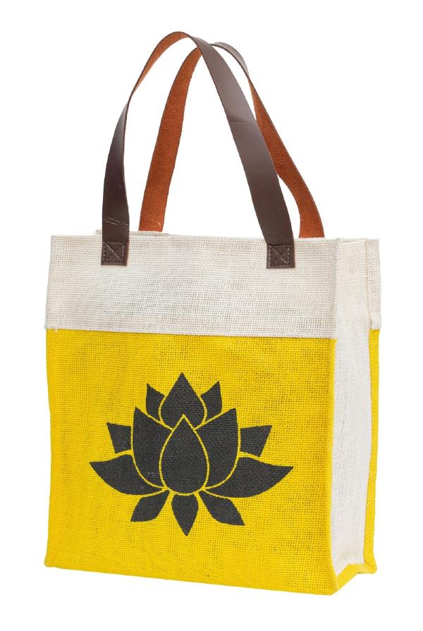JUTEKA Lotus Print Hand Bag for Grocery, Office, Lunch, Picnic, Tiffin ...