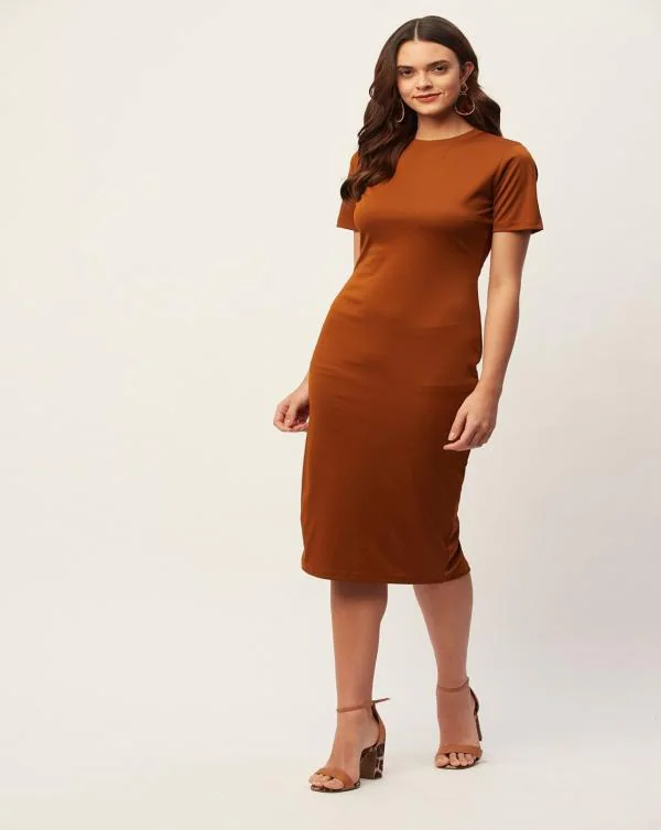 Brown Long Bodycon Dress - JioMart